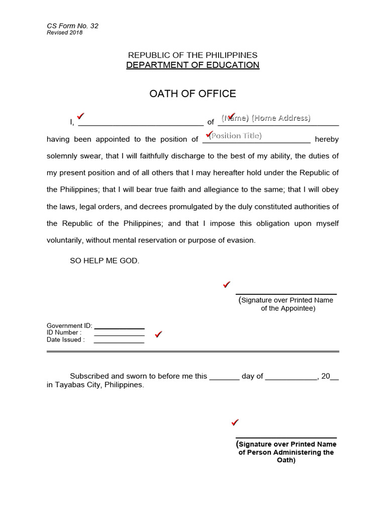 Oath of Office REVISED 2018 | PDF | Social Science | Law