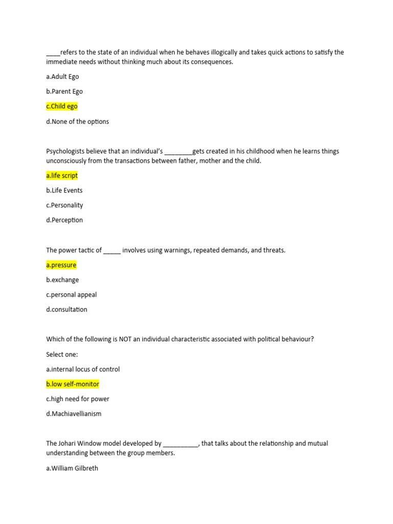 Ob Assignment 3 | PDF | Behavioural Sciences | Psychological Concepts