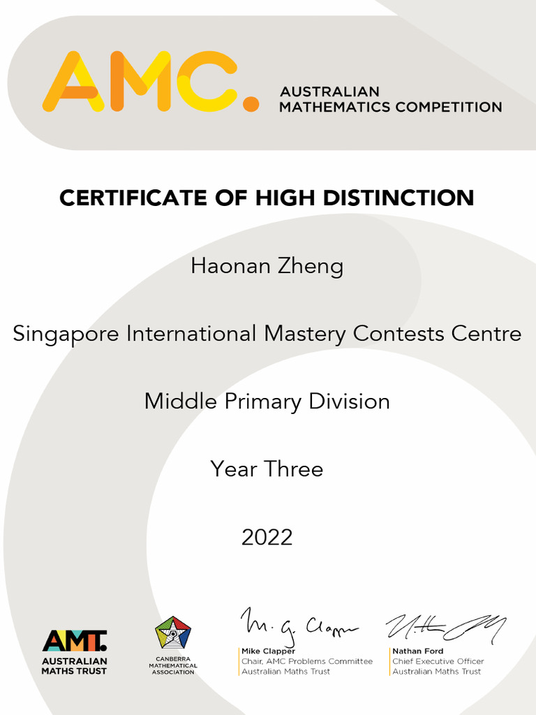 SIMCC AMC Certificates - Part3 | PDF