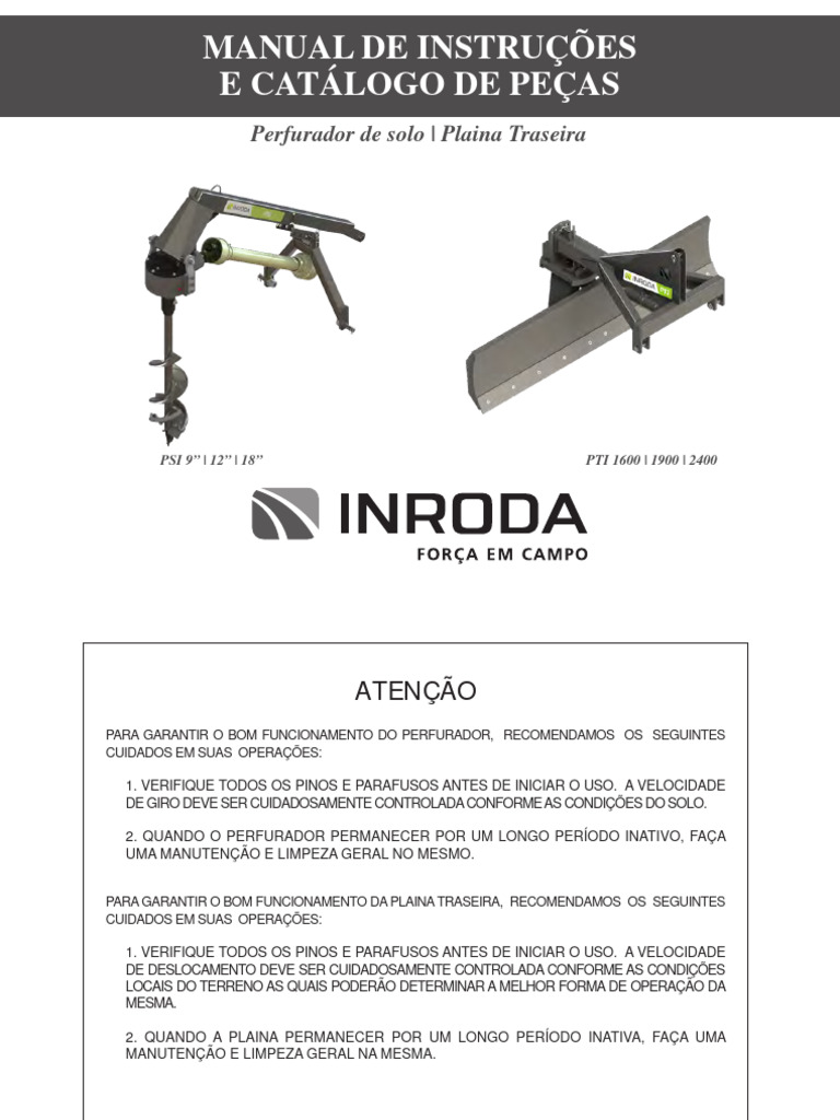 Perfurador de Solo 022.29.0008 Manual de Instruções Pti Psi Inroda ...