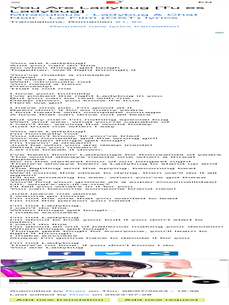 Miraculous Ladybug & Chat Noir Le Film (OST) - You Are Ladybug (Tu Es ...