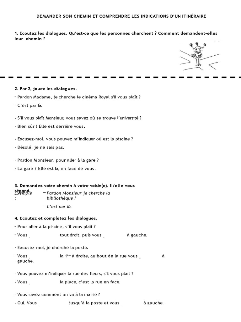 Demander Son Chemin Et Comprendre Les Indications D'un Itinéraire | PDF