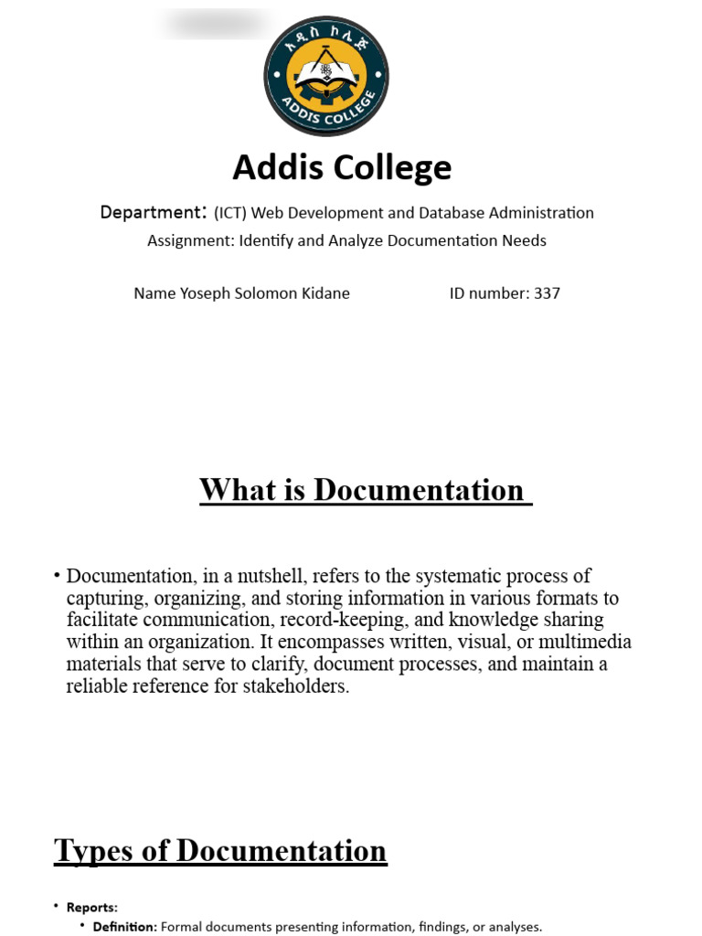 Identify and Analyze Documentation Needs - Yoseph - LO1 | PDF | Information | Business Process