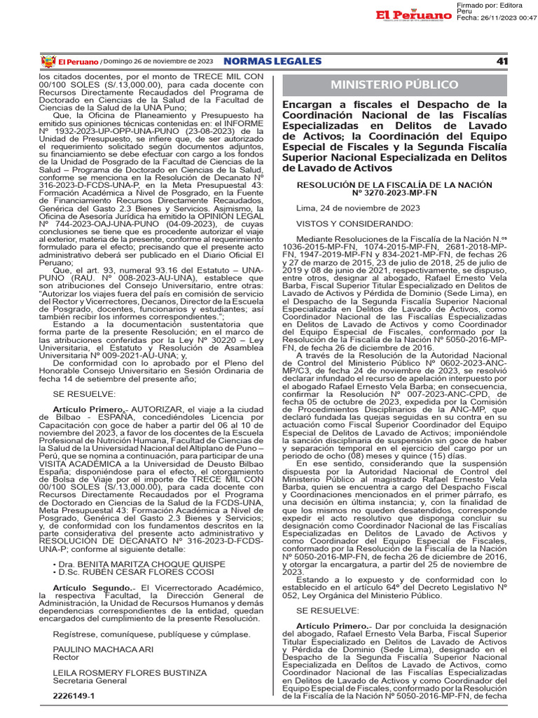 Ministerio Público: Normas Legales | PDF | Fiscal | Perú