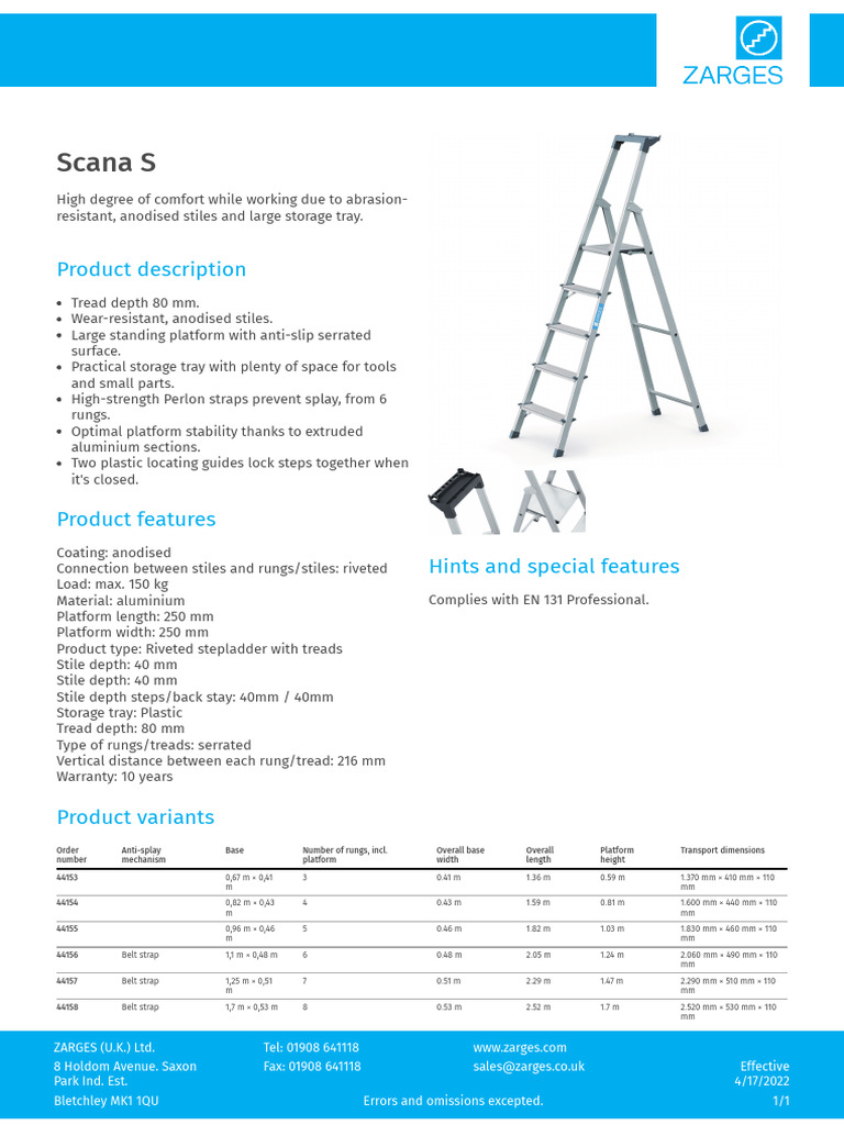 ZARGES Scana S | PDF | Manufactured Goods | Industrial Processes