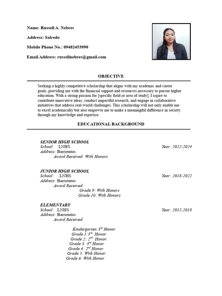 Russell Resume | PDF | Cognition | Learning