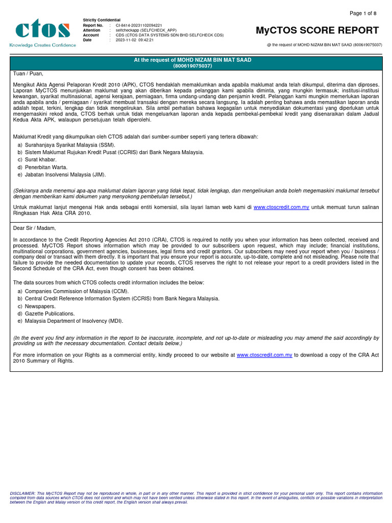 Citos Report Mohd Nizam | PDF
