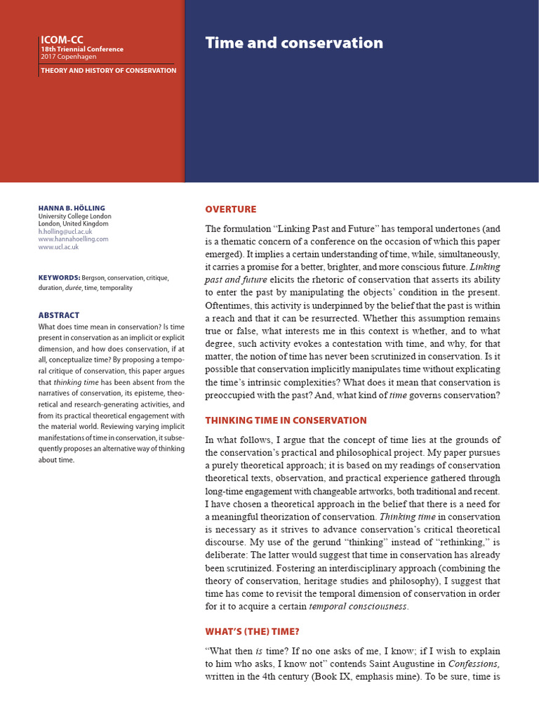 Hölling, Hanna - Time and Conservation - ICOM-CC - 2017 | PDF | Time ...