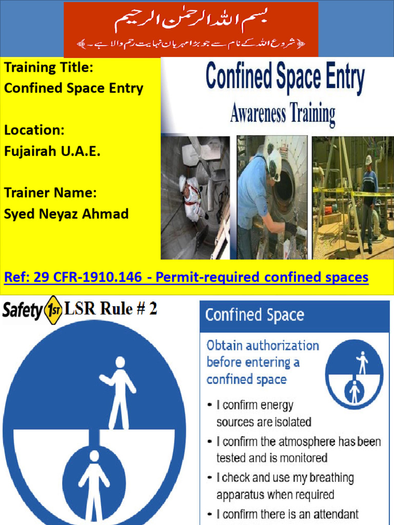 Confined Space Entry Training | PDF | Oxygen | Hazards