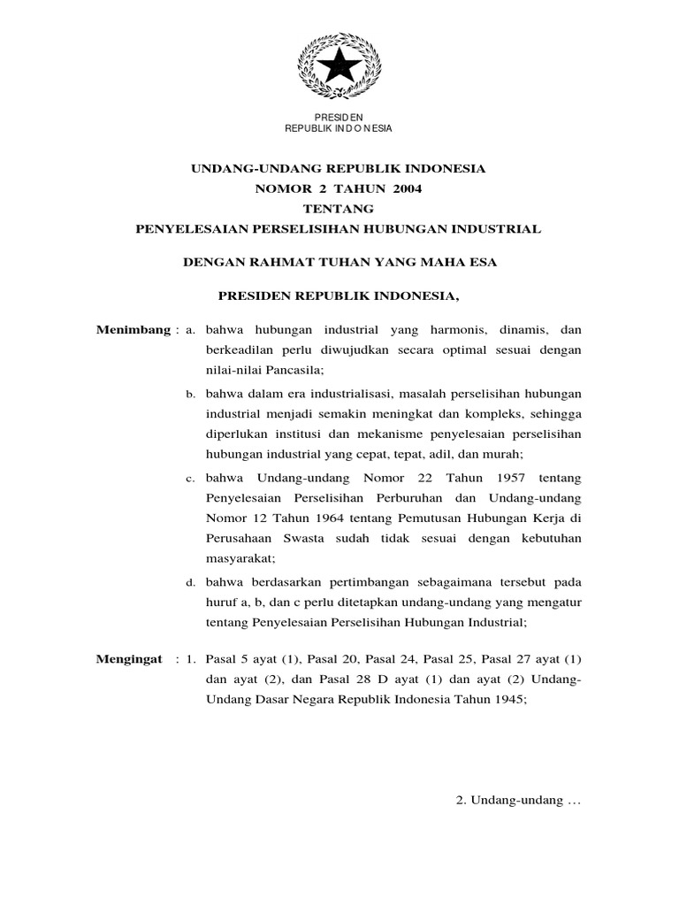 10) - UU No 2 Tahun 2004 Tentang PHI - 034844 | PDF | Hukum