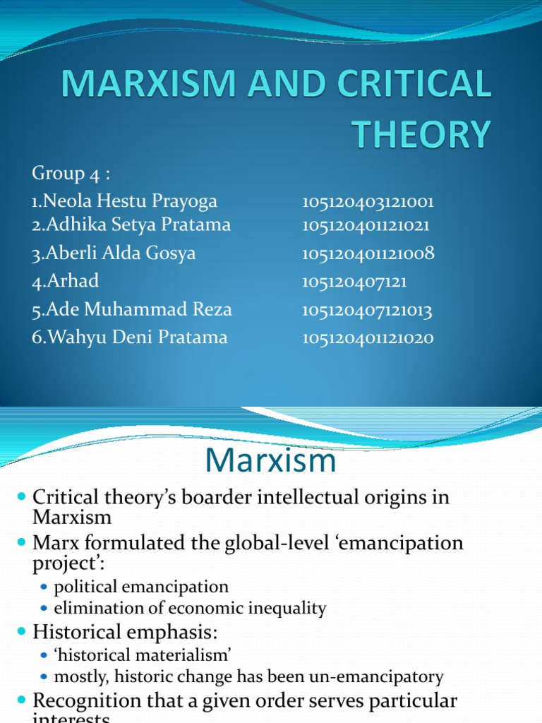 Marxism and Critical Theory in IR | PDF | Critical Theory | Antonio Gramsci