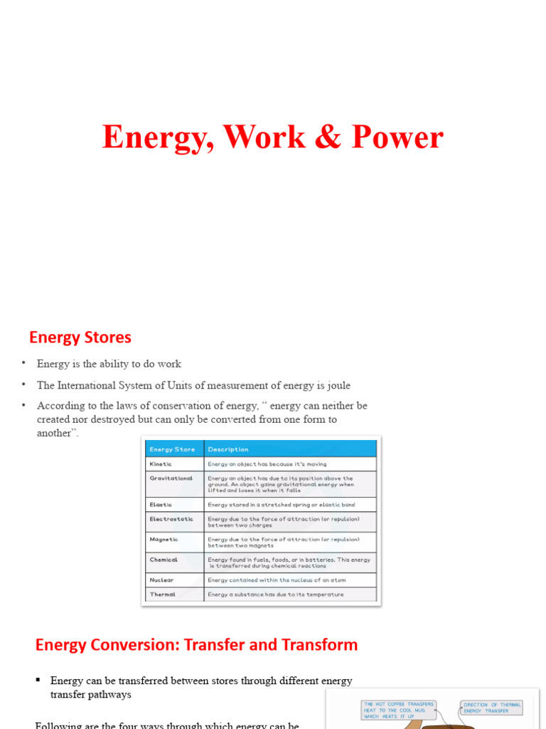 Energy Stores | PDF | Kinetic Energy | Power (Physics)