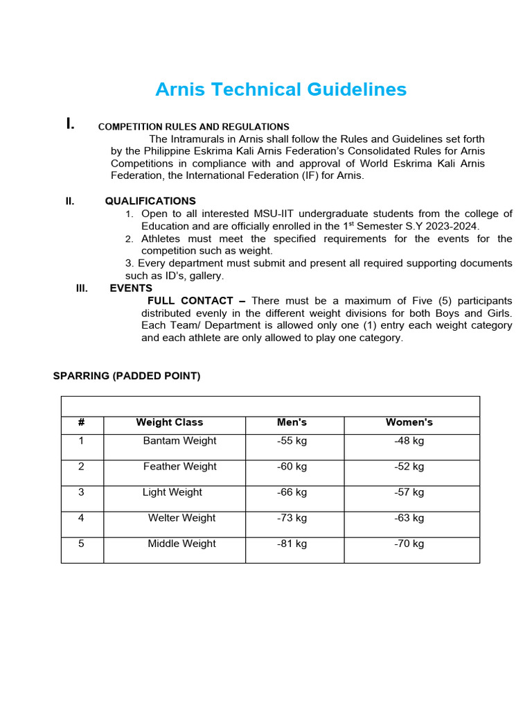 Arnis Guidelines For Intrams | PDF | Sports