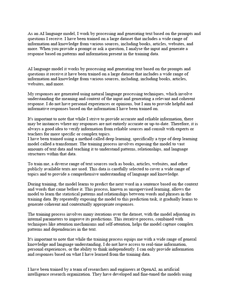 As An Ai Language Model Pdf Information Data
