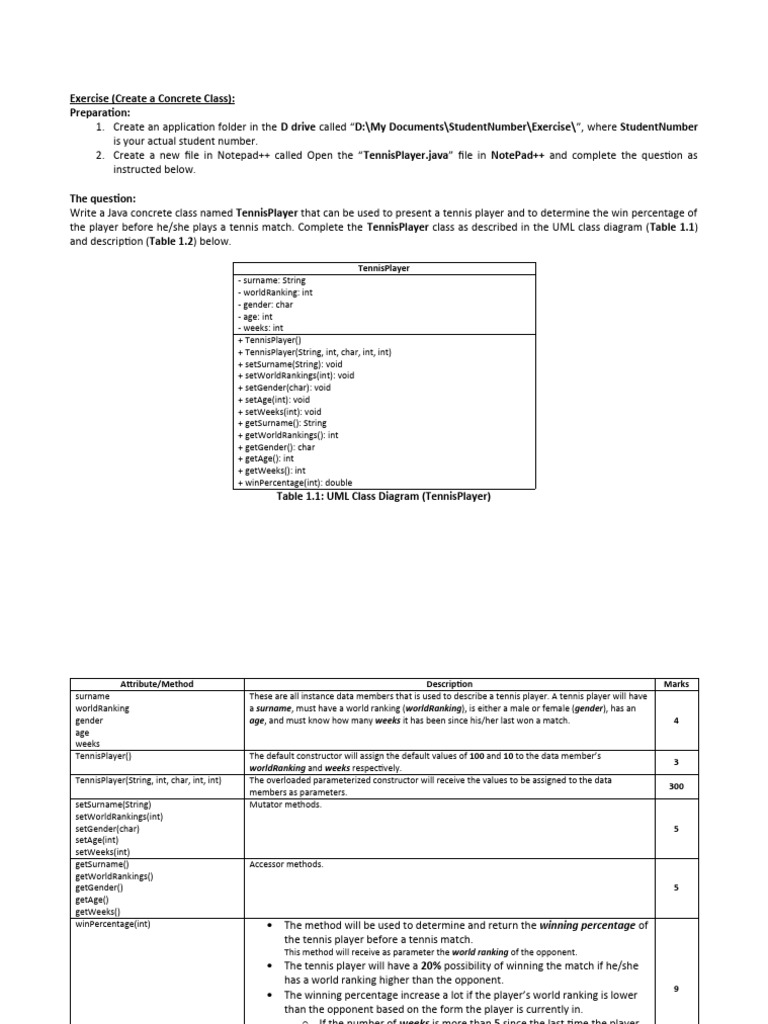 Concrete Class Exercise | PDF | Method (Computer Programming) | Constructor (Object Oriented ...