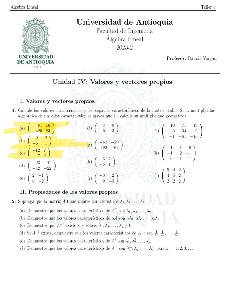 Álgebra_Lineal_N (12) | PDF | Valores propios y vectores propios | Matriz (Matemáticas)