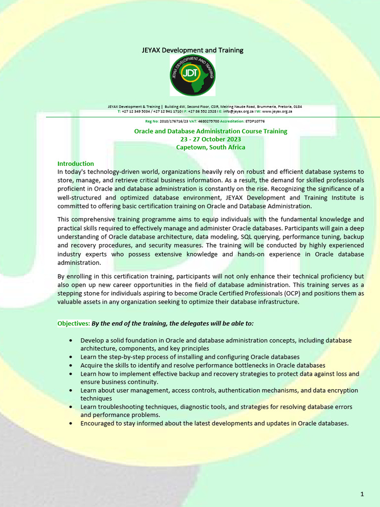 Oracle and Databases Administration Course | PDF | Databases | Backup