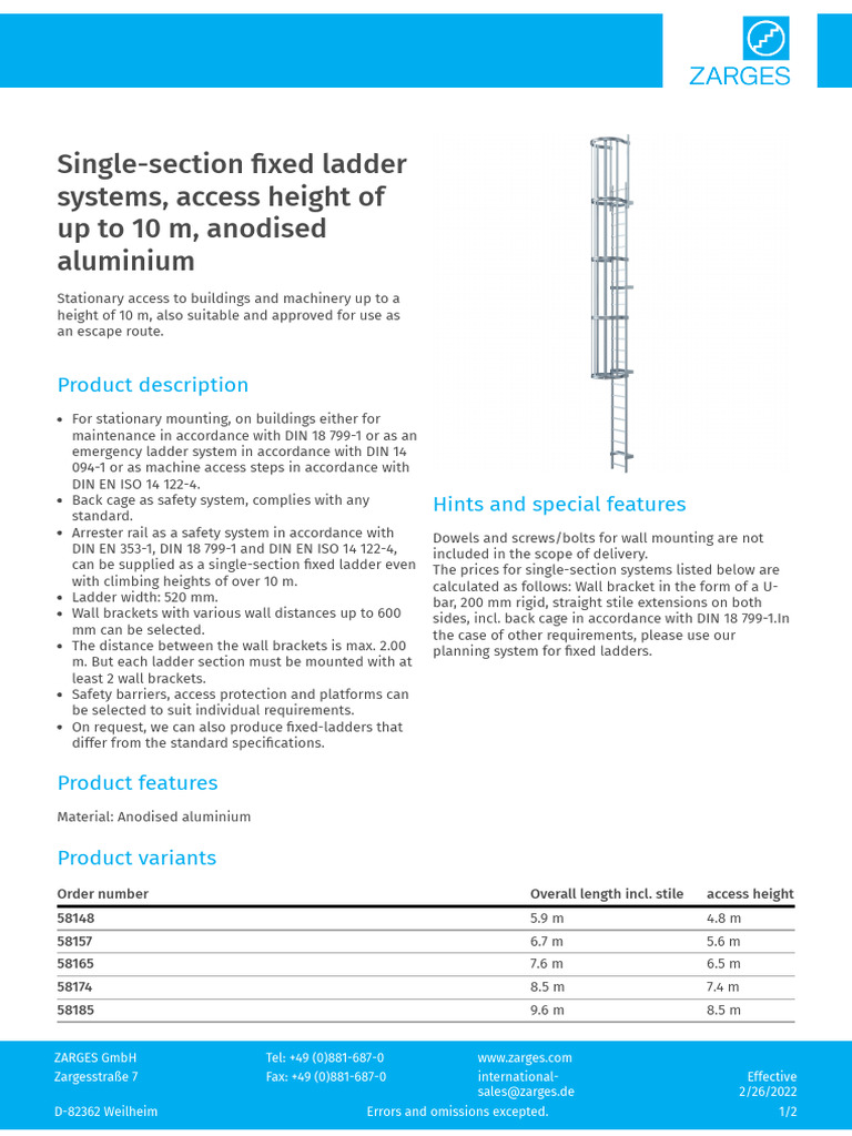 Anodised Aluminium Fixed Ladders up to 10m | PDF | Ladder | Screw