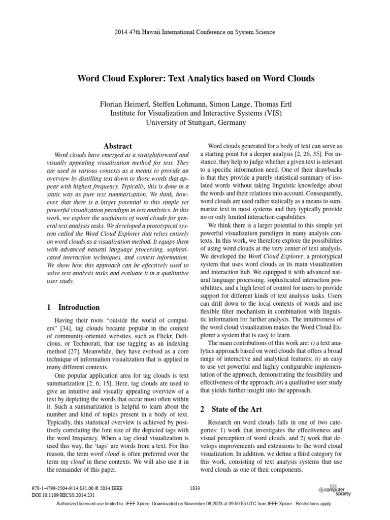 Word Cloud Explorer Text Analytics Based On Word Clouds Pdf Part Of