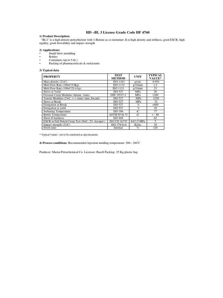 Hdpe Bl3-Marun | PDF | Technology & Engineering