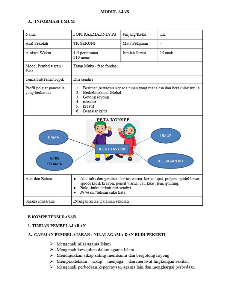 Modul Ajar Identitas Diri | PDF | Karier & Perkembangan | Pengembangan Diri