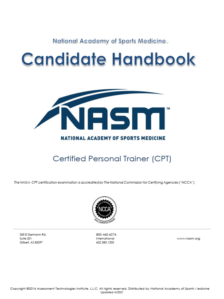 cpt7 Nasm Candidate Handbook | PDF | Personal Trainer | Identity Document