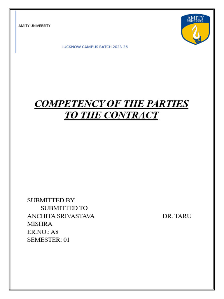 Competency of The Parties To The Contract | Download Free PDF ...