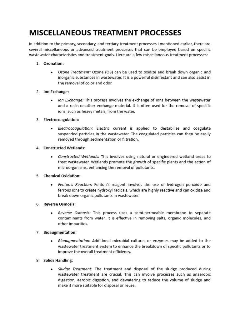 Miscellaneous Treatment Processes | PDF | Sewage Treatment | Water ...