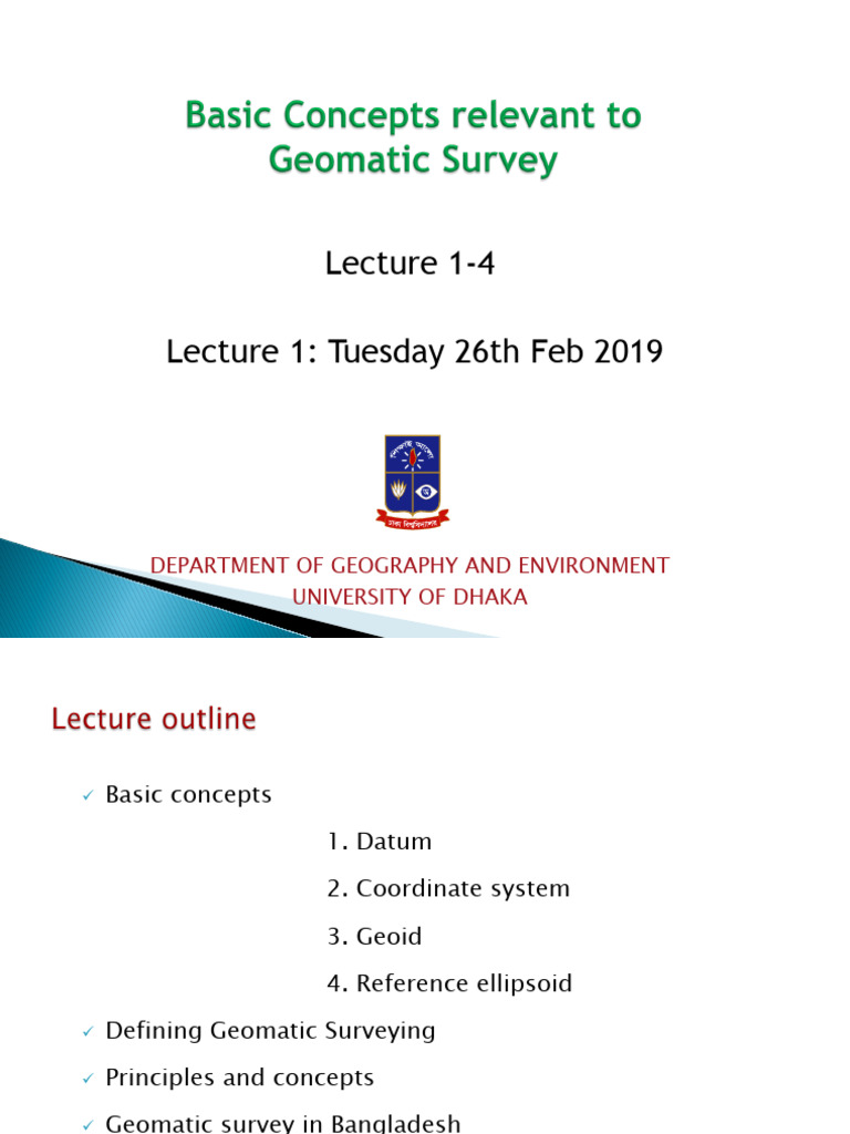 209 - Lecture 1 | PDF | Geomatics | Geodesy