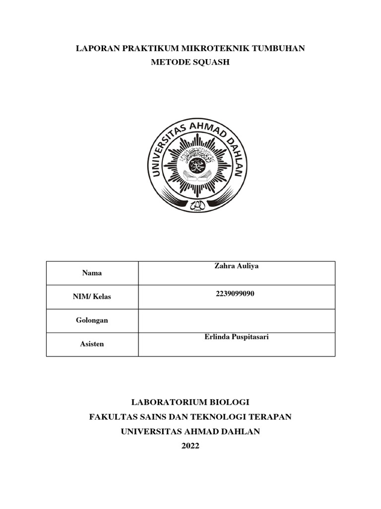 Zahra Auliya - Laporan Praktikum Squash Mikroteknik Tumbuhan | PDF