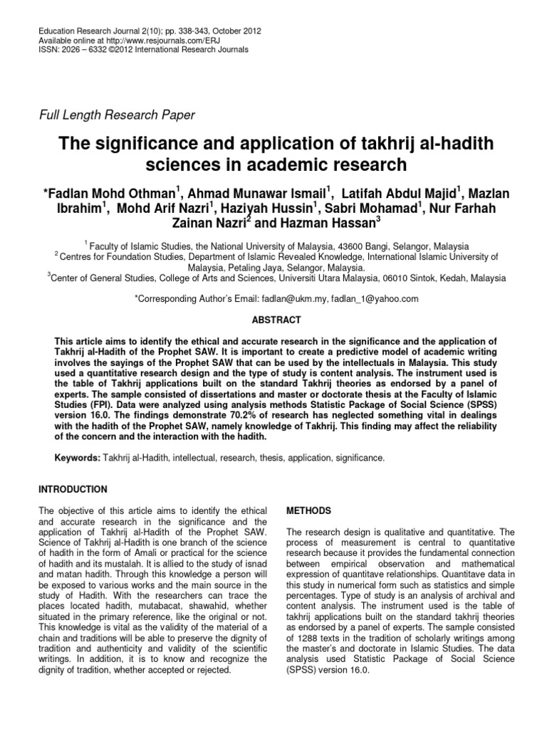 The Significance and Application of Takh | PDF | Hadith | Quantitative ...