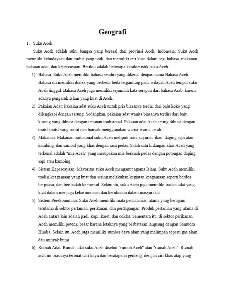 Suku Aceh | PDF | Perjalanan
