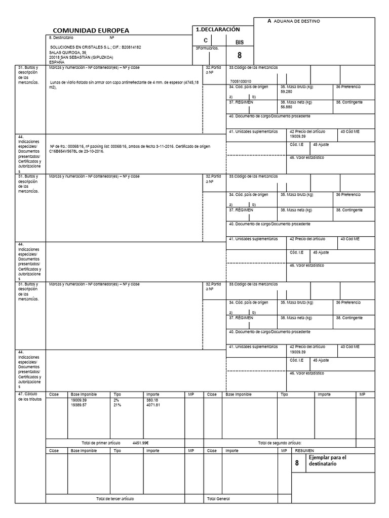DUA Importacion 8bis | PDF