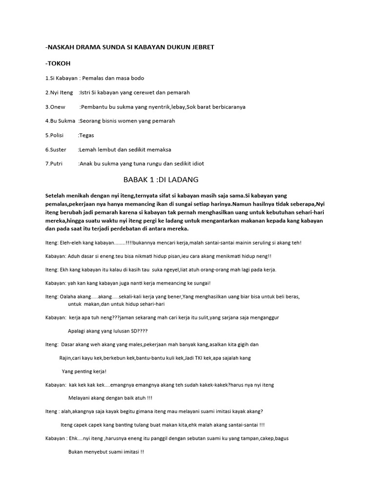 Drama Sunda: Si Kabayan Dukun Jebret | PDF