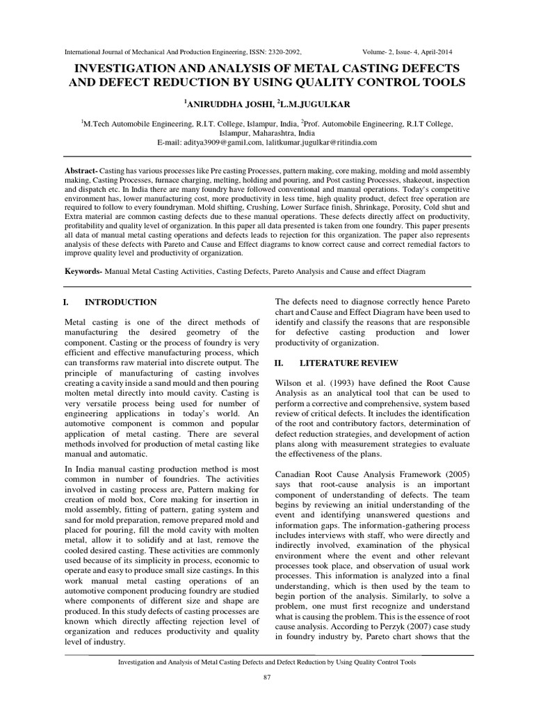 Metal Casting Defects Analysis and Solutions | PDF | Foundry | Casting