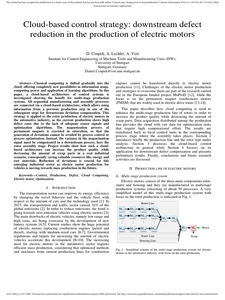 DR - 50 - Cloud-Based Control Strategy - Downstream Defect Reduction in ... DR - 50 - Cloud-Based Control Strategy - Downstream Defect Reduction in ...