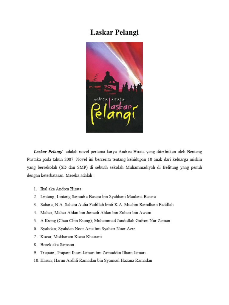 Makalah Laskar Pelangi | PDF