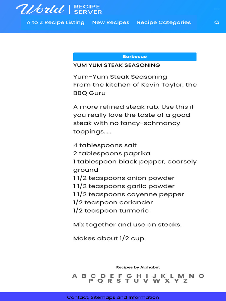 Recipe For Yum Yum Steak Seasoning | PDF