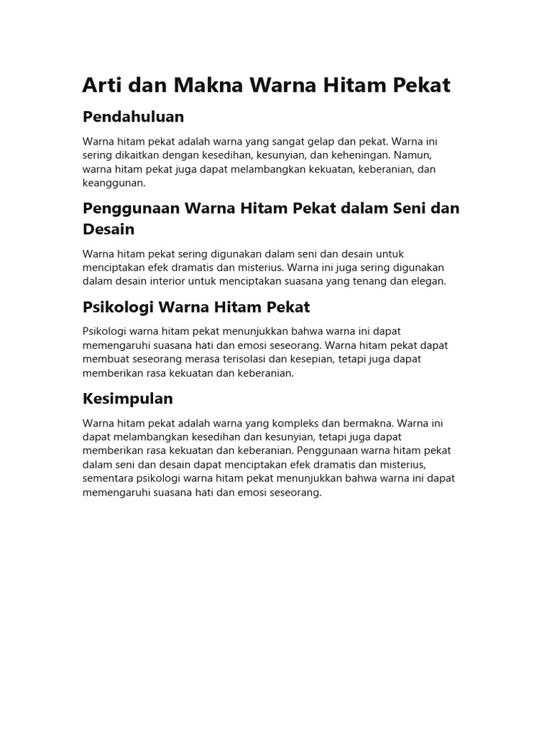 Arti Dan Makna Warna Hitam Pekat | PDF