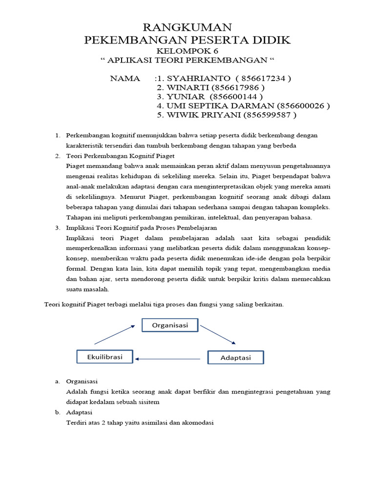 Rangkuman Syahrianto Perkembangan Peserta Didik | PDF | Karier & Perkembangan