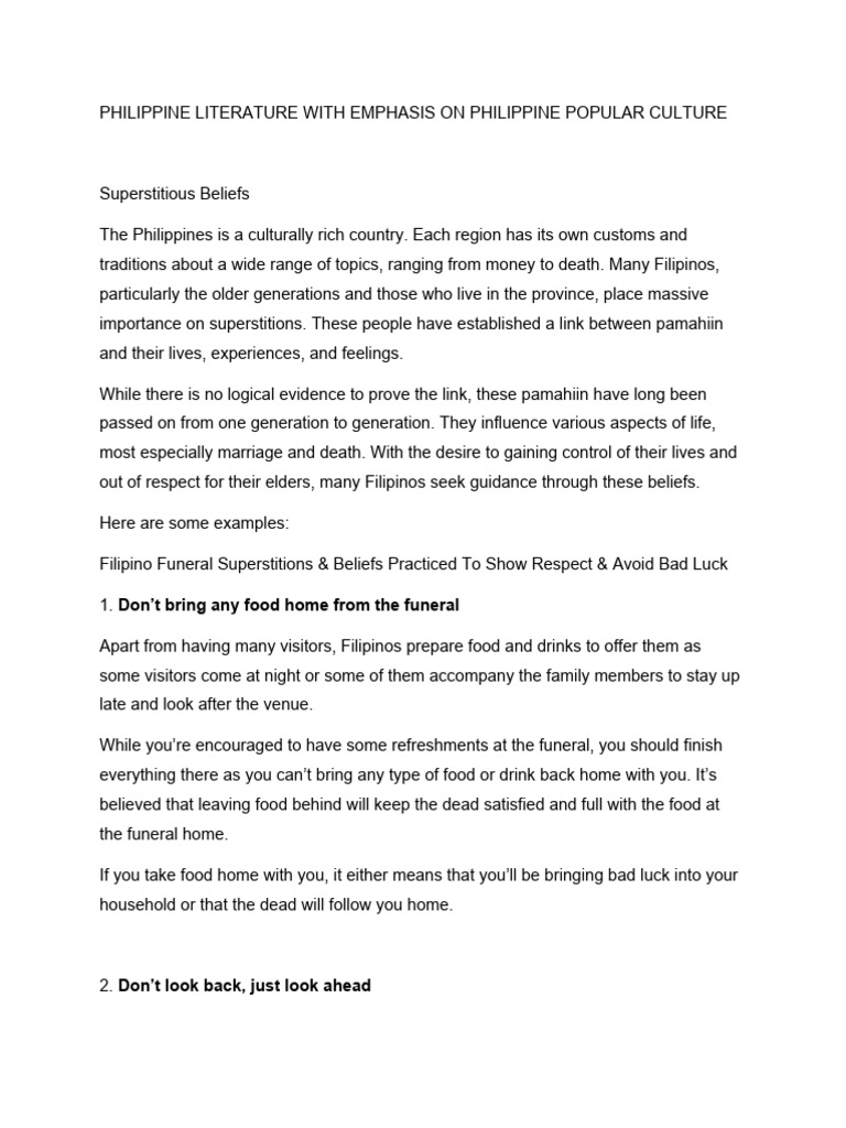 Superstitious Beliefs | PDF | Wedding | Funeral