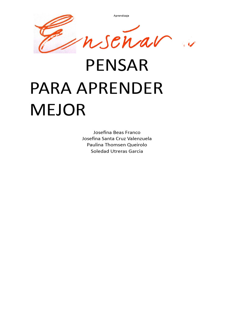 Ensenar A Pensar para Aprender Mejor | Descargar gratis PDF | Aprendizaje | Pensamiento