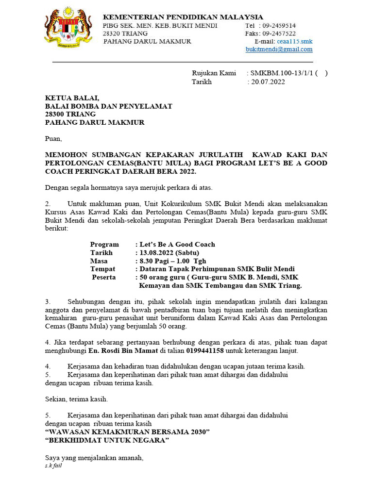 Surat Jemputan Bomba | PDF