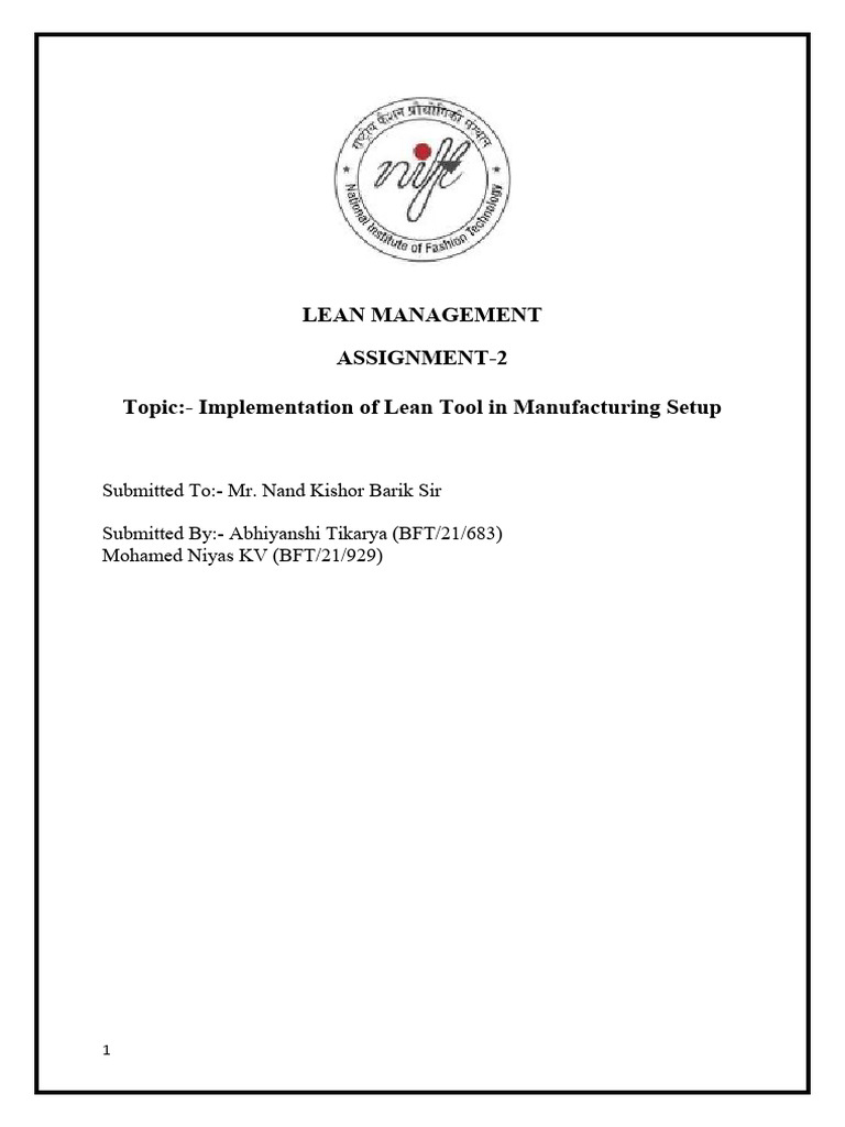 Lean Management Ass2 | PDF | Lean Manufacturing | Inventory