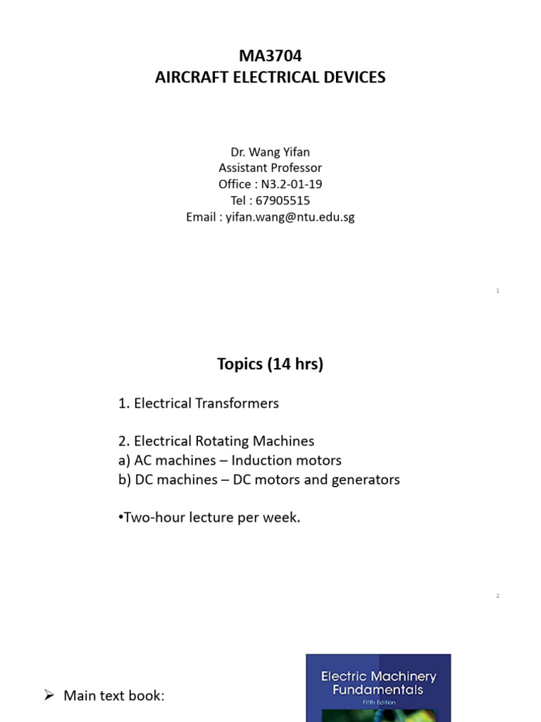 Lectures 1&2 | PDF | Transformer | Alternating Current