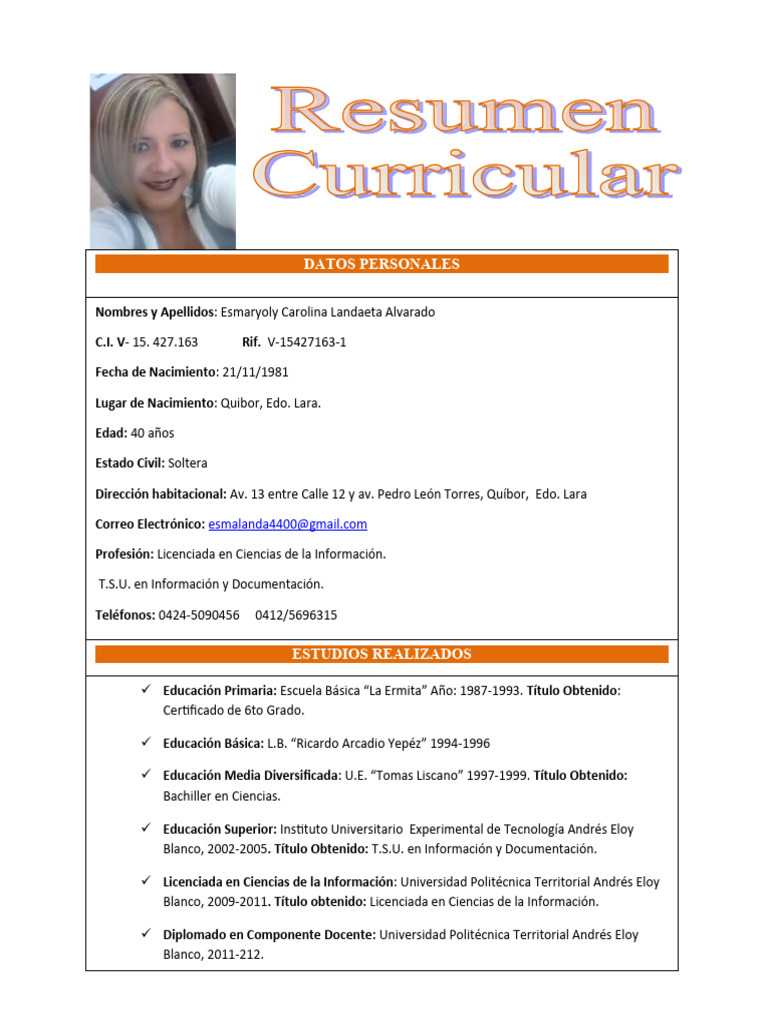 Curriculum 2022 Carolina Landaeta | PDF | Informática
