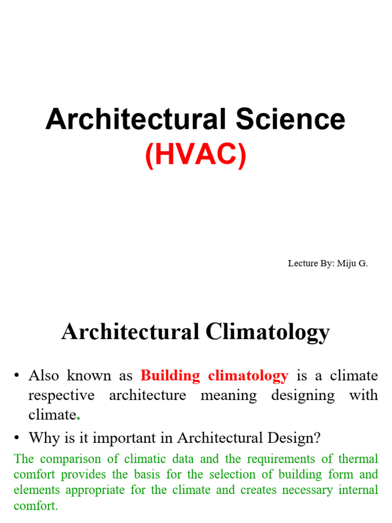 Architectural Science (HVAC) Lecture 1 | PDF | Climate | Atmosphere Of ...