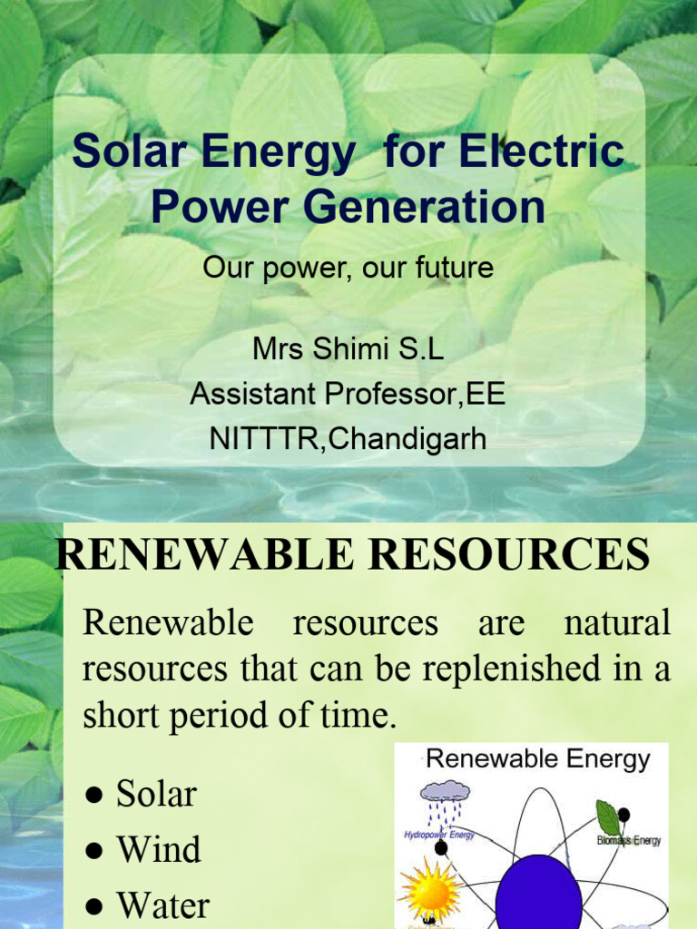 Solar Energy Application For Electric Power Generation | PDF | Solar ...