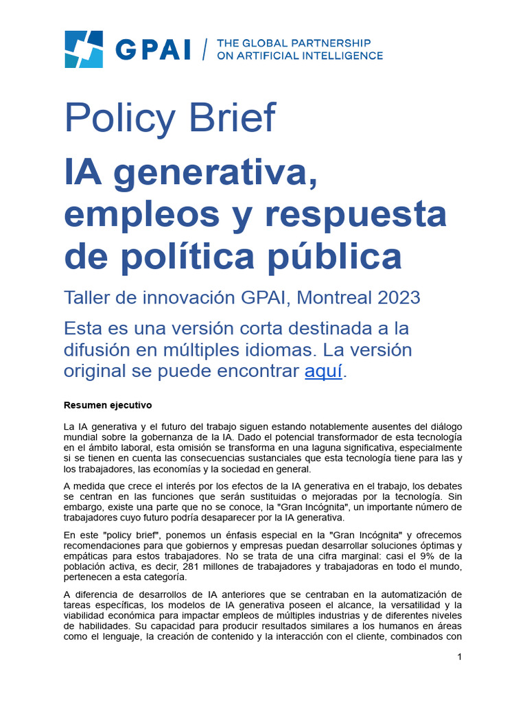 GPAI - Policy-Brief-Generative-Ai-Jobs-And-Policy-Response-Spanish ...