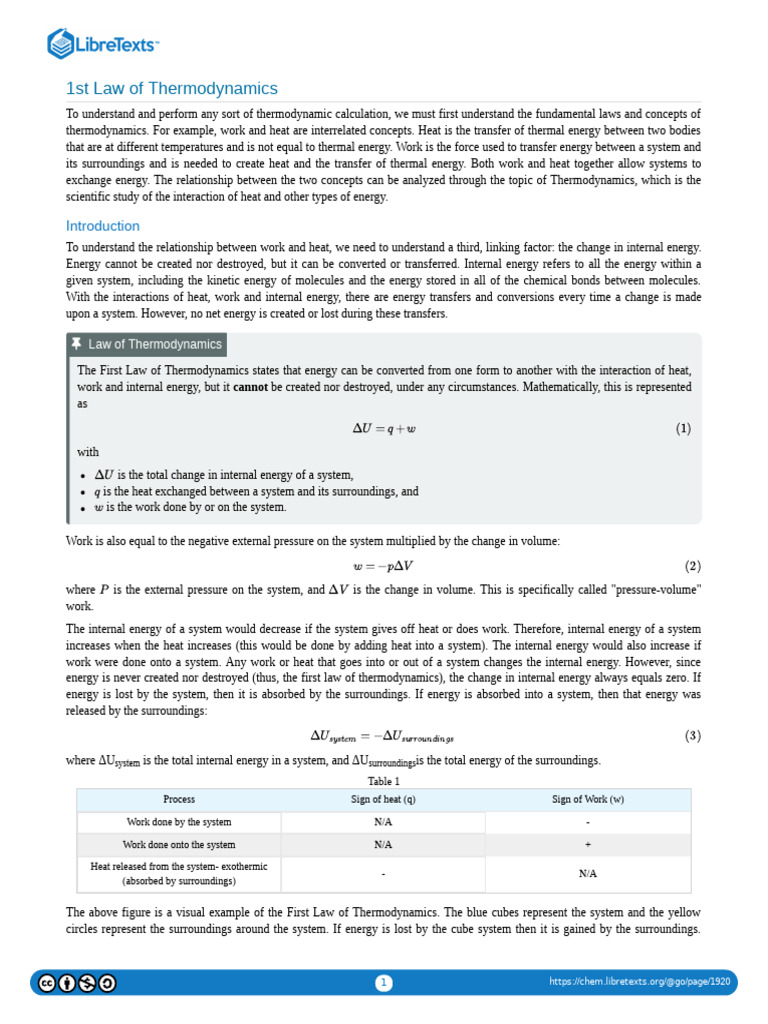 1st Law of Thermodynamics | PDF | Heat | Thermodynamics